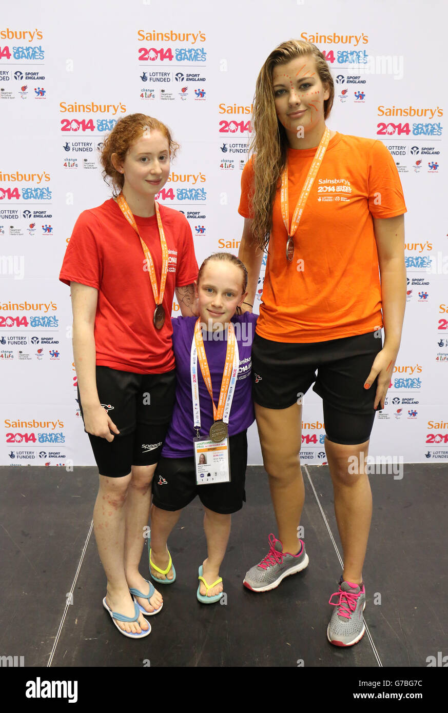During the medal ceremony at the aquatics centre hi-res stock ...
