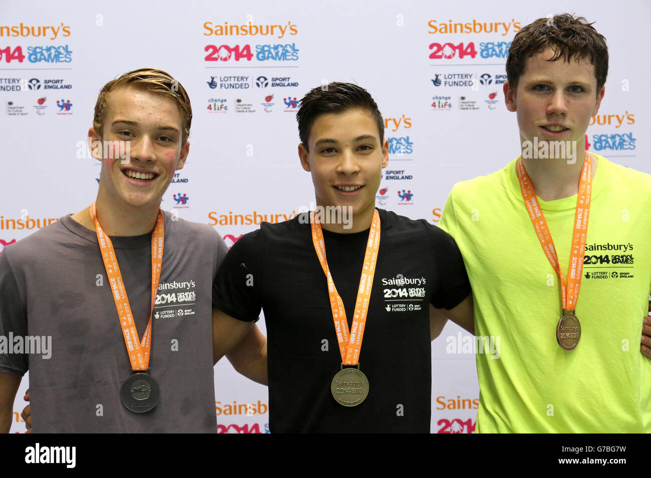 The medal ceremony for the Boys Open 200m Breaststroke England North's ...