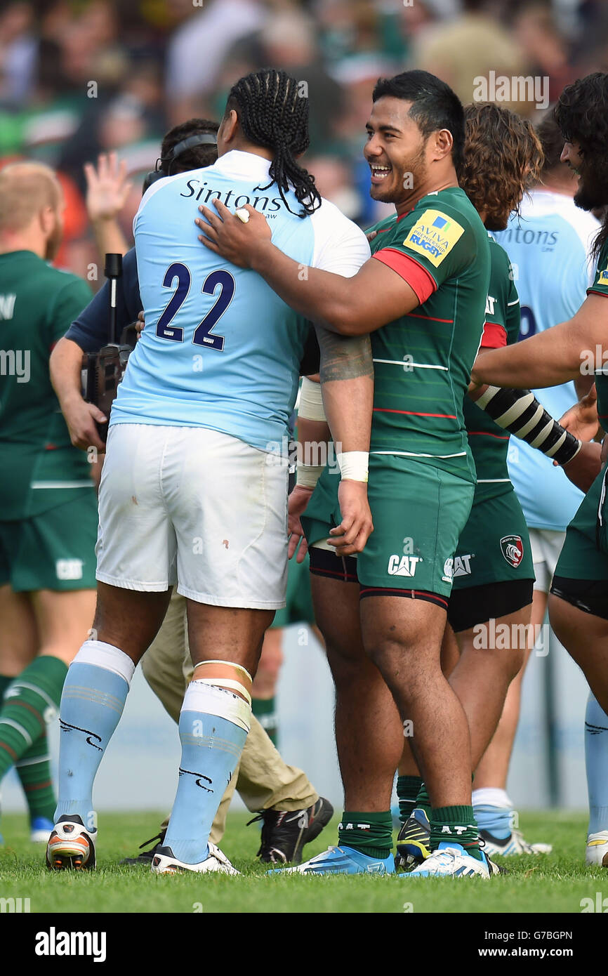 Leicester Tigers' Manu Tuilagi (right) shares a joke with older brother ...