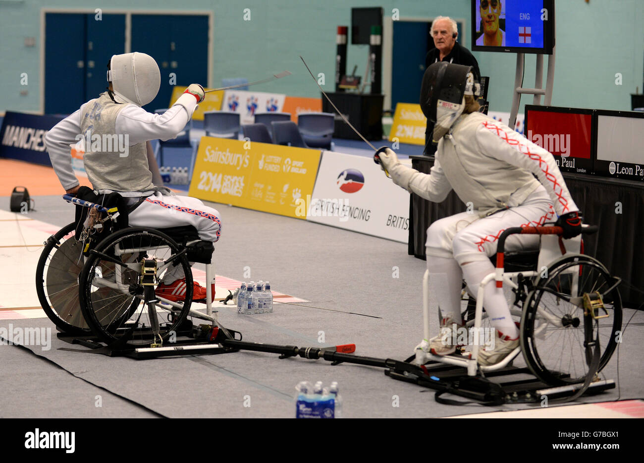 Action from the Wheelchair Foil Final between England's Dimitri Coutya ...