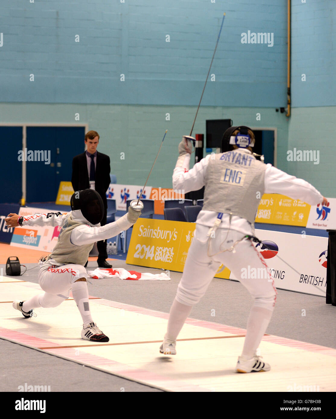 Action from the Men's Fencing Foil final between England's Daniel Kiss ...