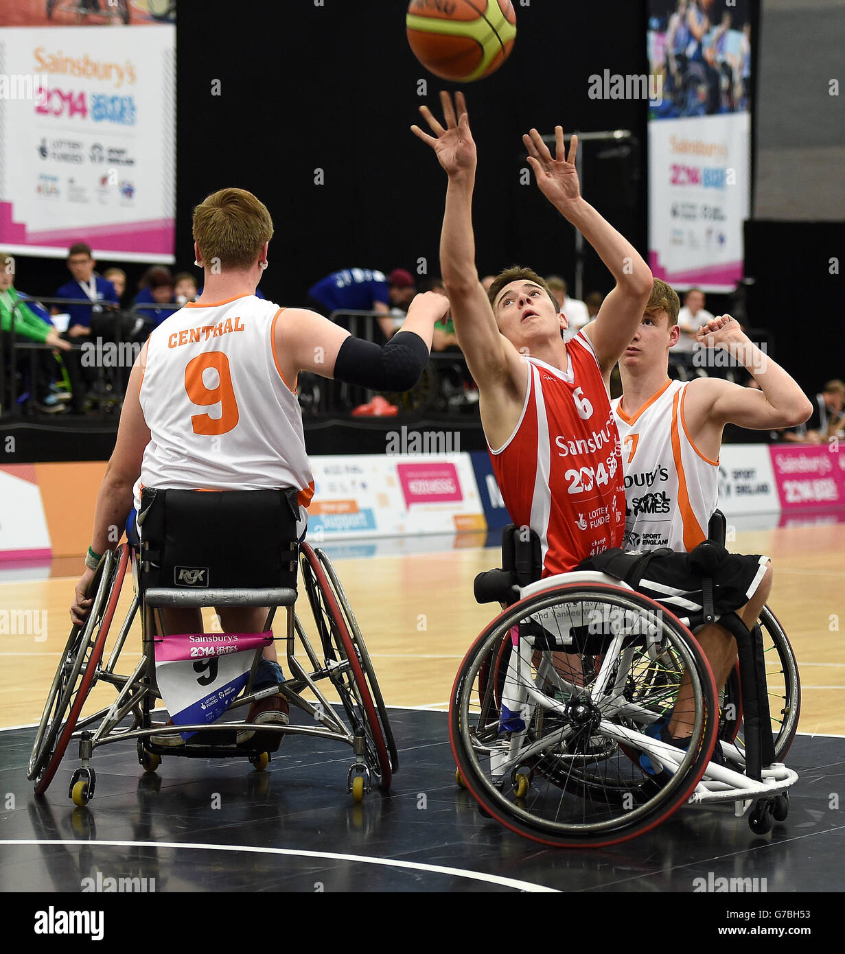 Wales' Frankie Jones shoots under pressure from England Central's ...