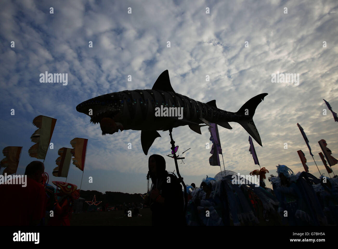 Bestival 2014 - Day Three. Performers in the fancy dress parade at ...
