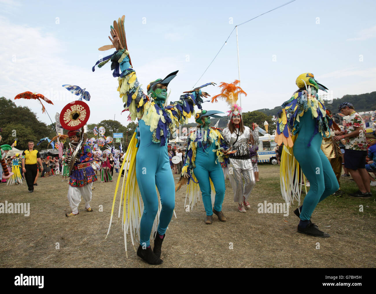 Performers in the fancy dress parade at Bestival, held at Robin Hill ...