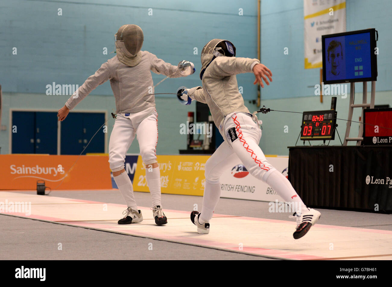 Action from the Men's Fencing Sabre final between England's JJ Webb and ...