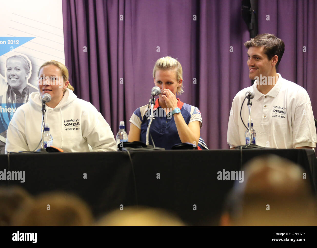 Alex Danson (centre) Katy Storie (left) and Ben Pipes (right) at an ...