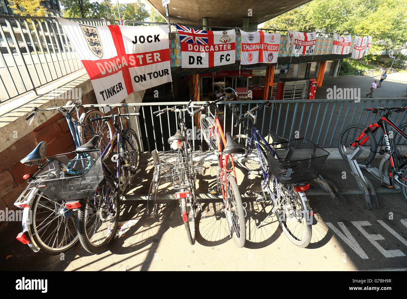 Uefa flags hang in the stadium hi-res stock photography and images - Alamy