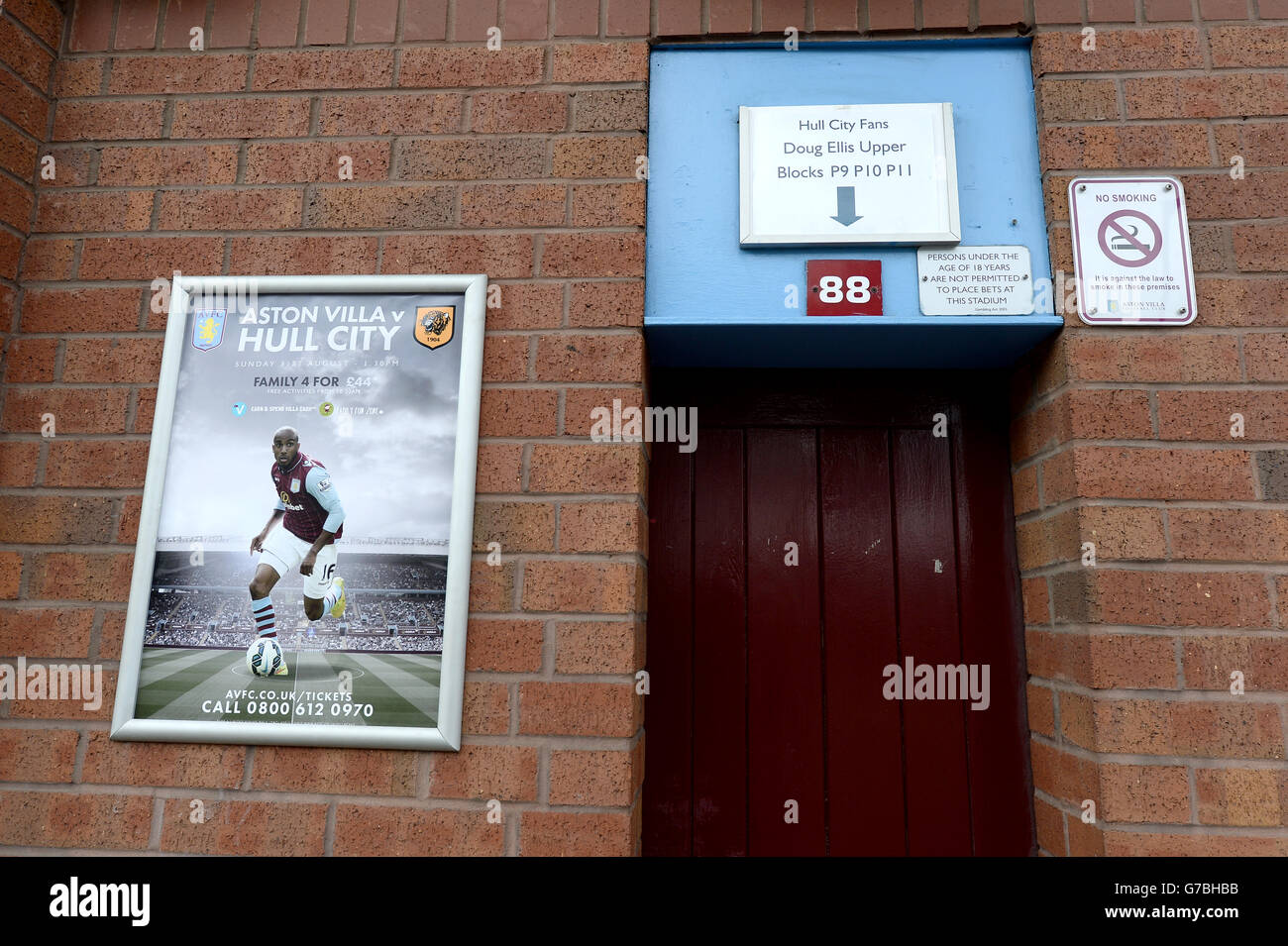 General view of turnstile gate signage at villa park hi-res stock ...