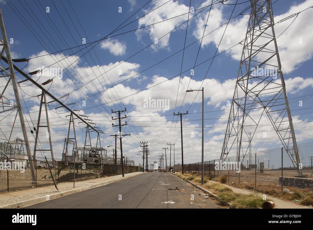 Power lines radiating from Department of Water and Power Receiving ...