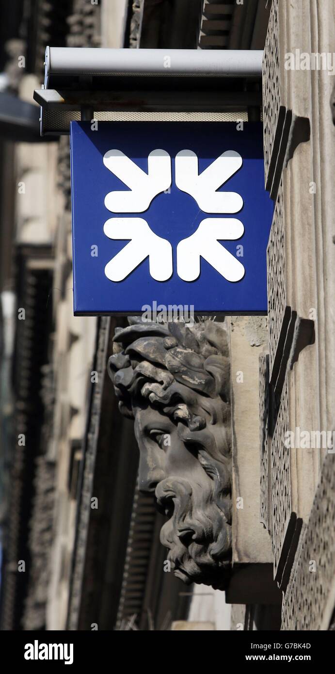 A sign outside a branch of the Royal Bank of Scotland in Glasgow after ...