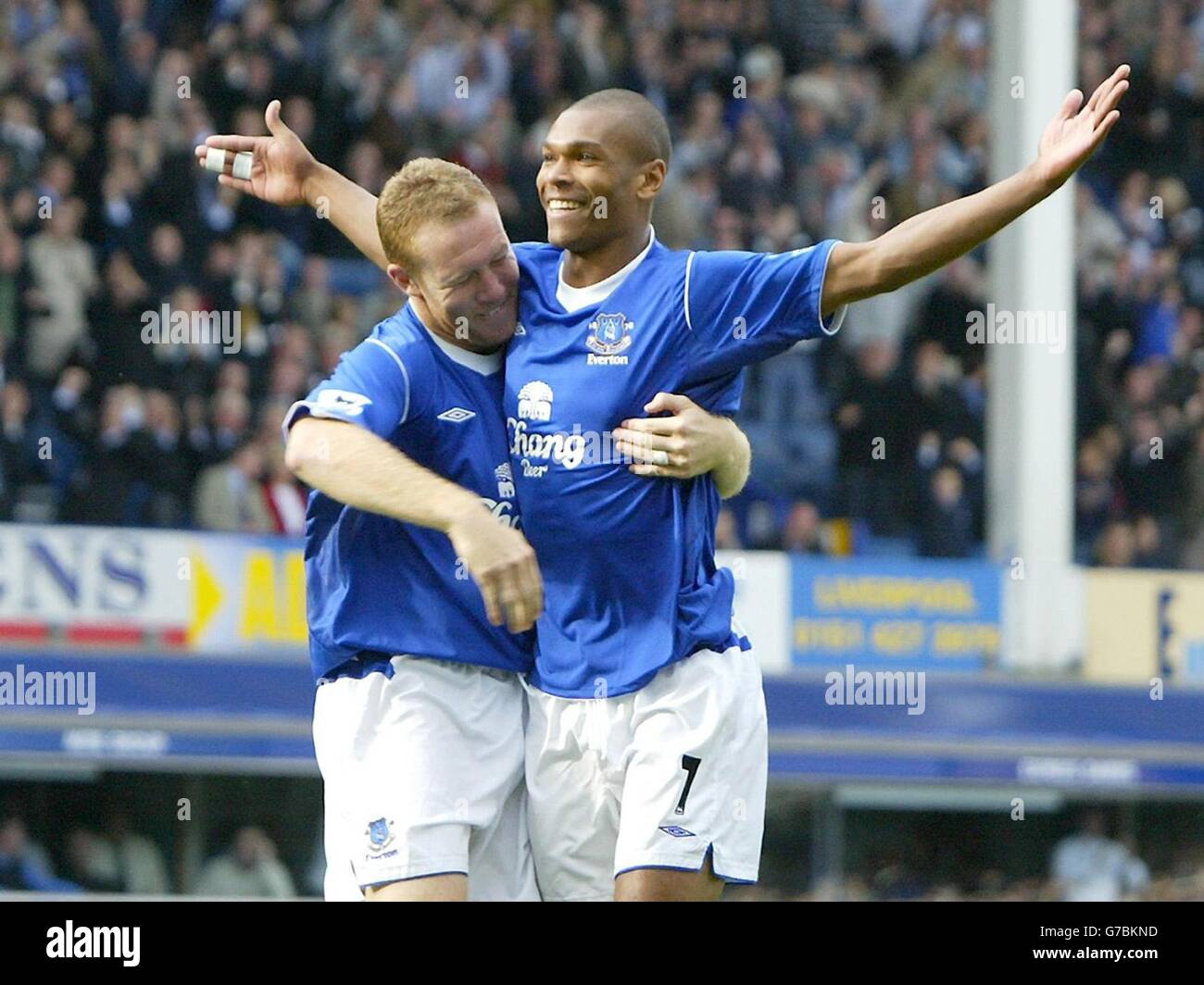 Sport football celebrating marcus bent steve watson hi-res stock ...