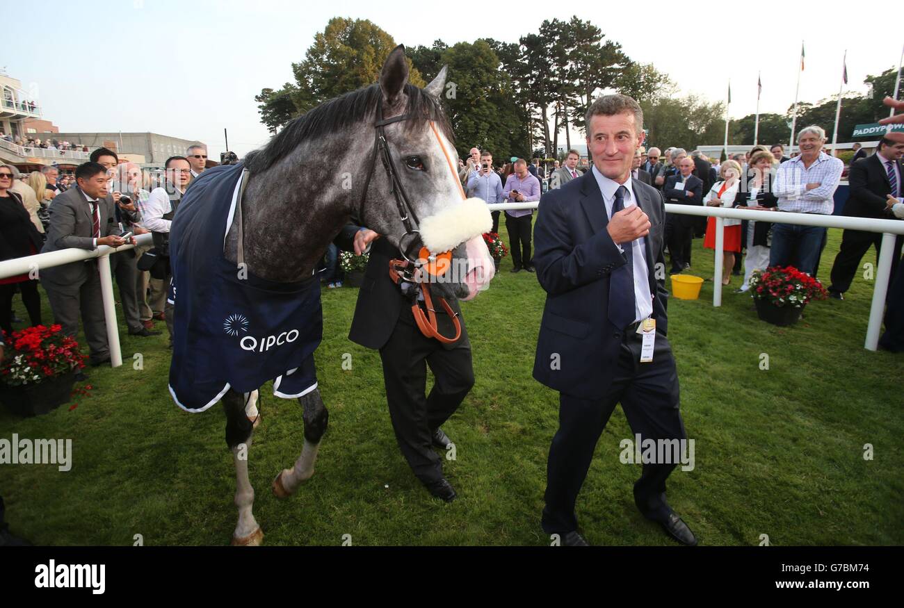 The Grey Gatsby and trainer Kevin Ryan in the parade ring after winning ...