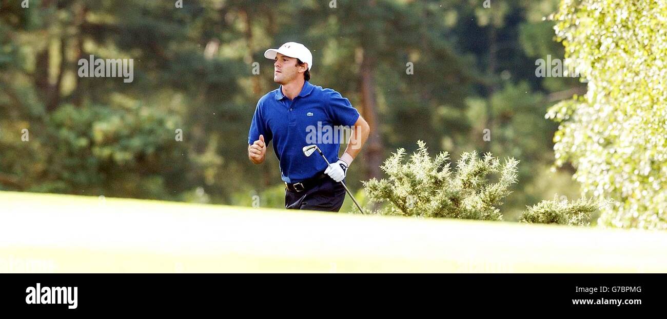 Carlos Rodiles from Spain runs up the fairway on the 18th during The ...