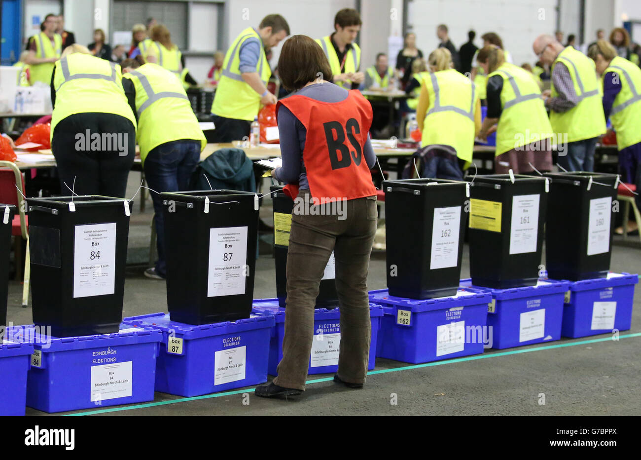 Ballot boxes arrive at the Highland Hall at the Royal Highland Centre ...
