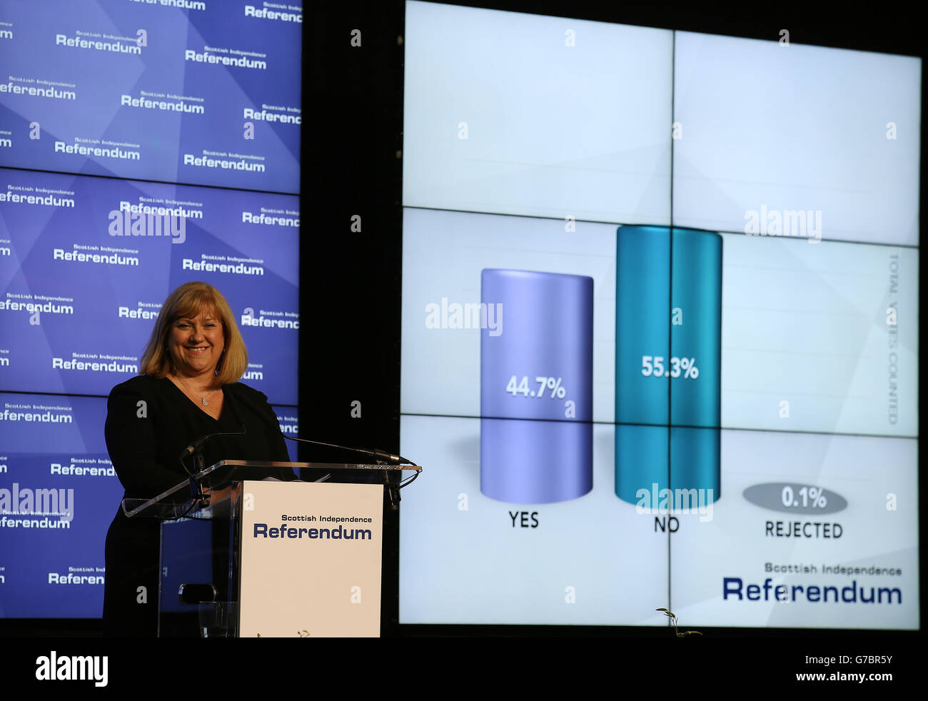 Chief Counting Officer Mary Pitcaithly on stage at the Highland Hall at ...