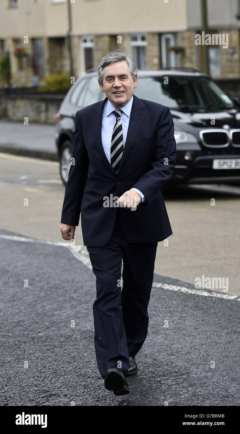 Former Prime Minister Gordon Brown arrives at Kelty Primary school in ...