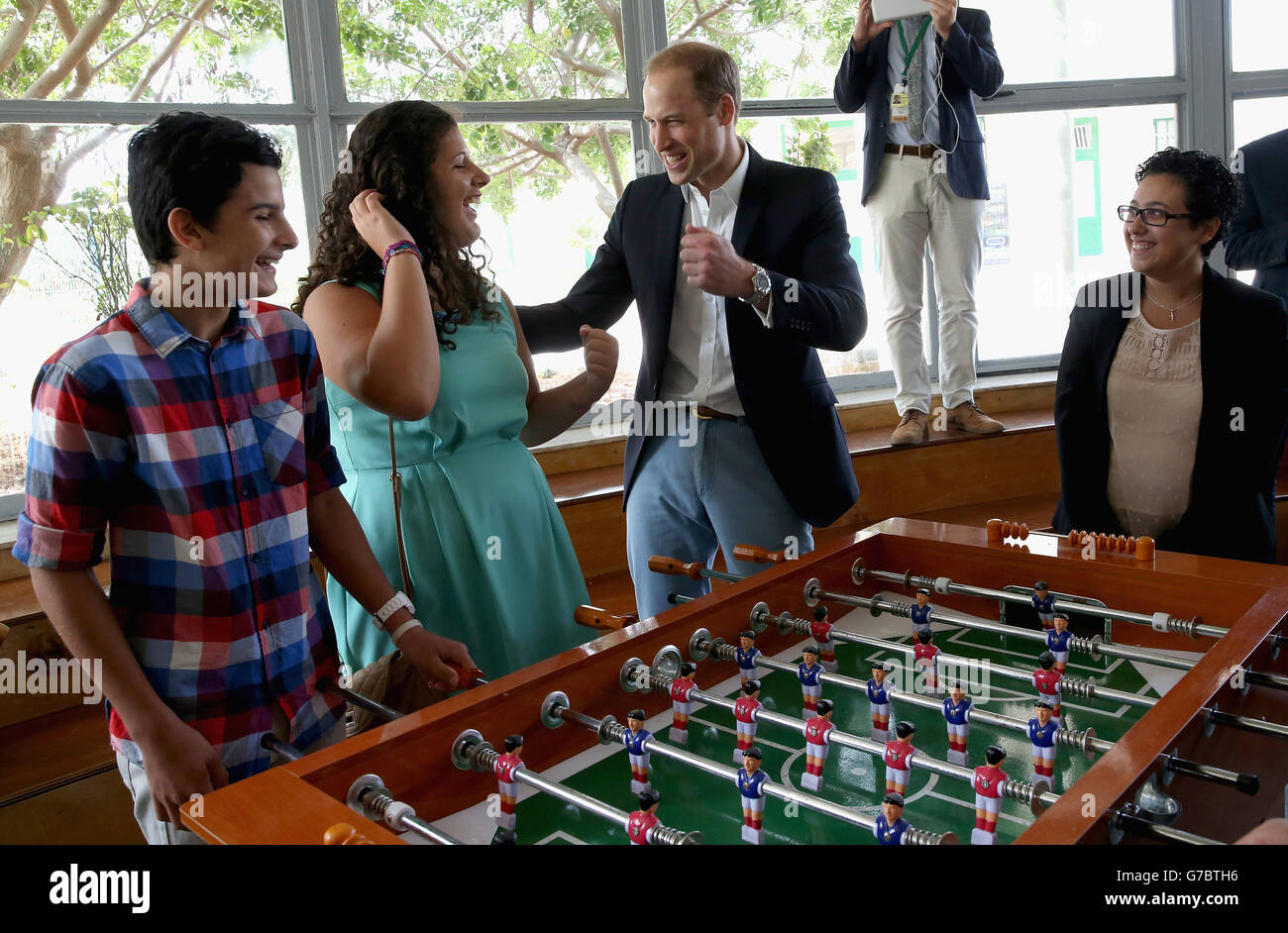 The Duke of Cambridge plays table football as he visits the Agenzija ...