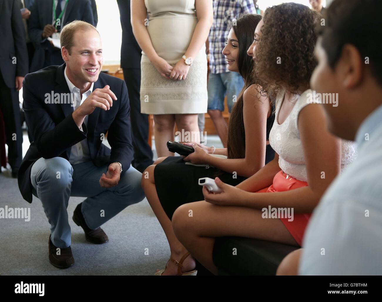The Duke of Cambridge talks with young people as he visits the Agenzija ...