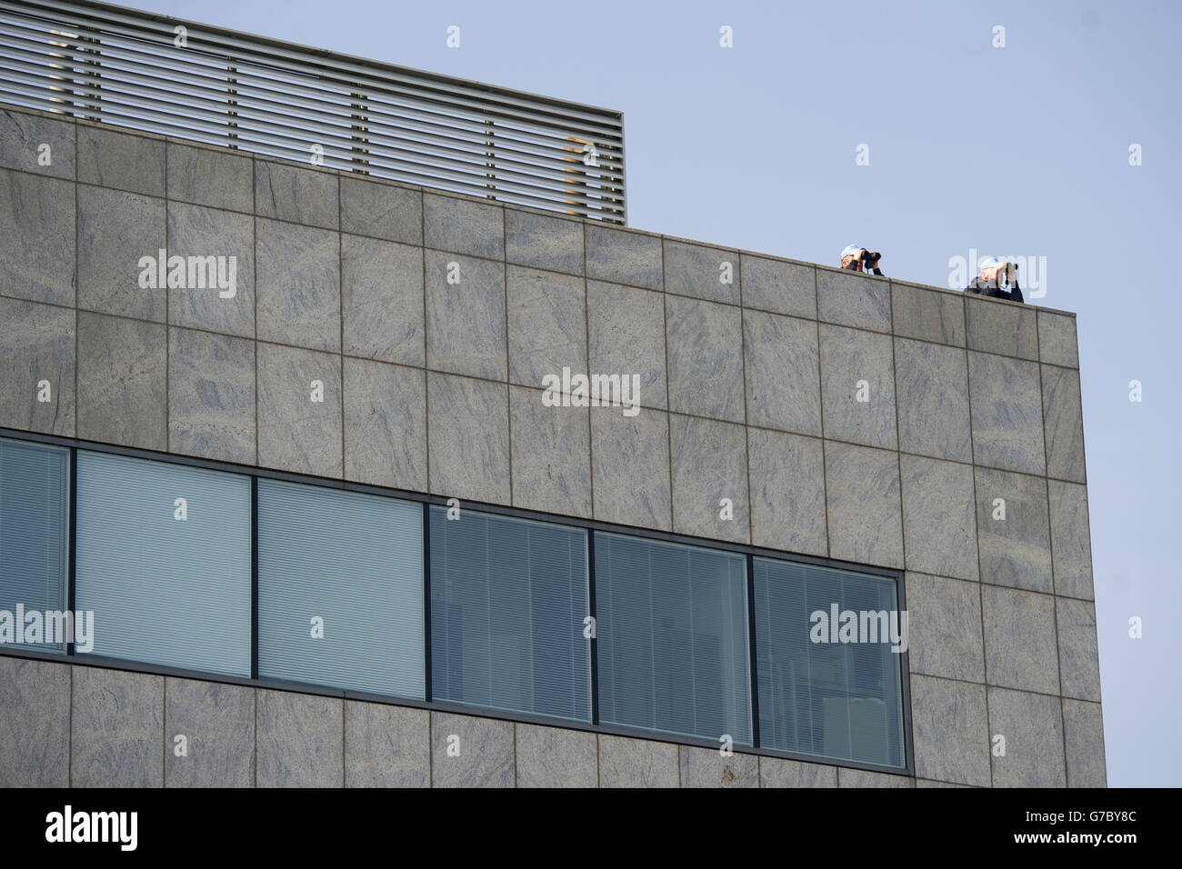 Police spotters on rooftops as The Prince of Wales visits HMS Duncan in ...