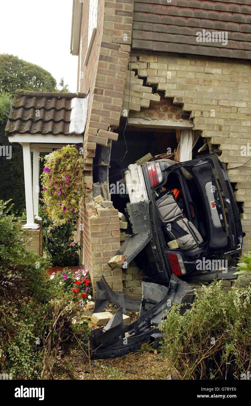 The scene after a family had a lucky escape when a car smashed into ...