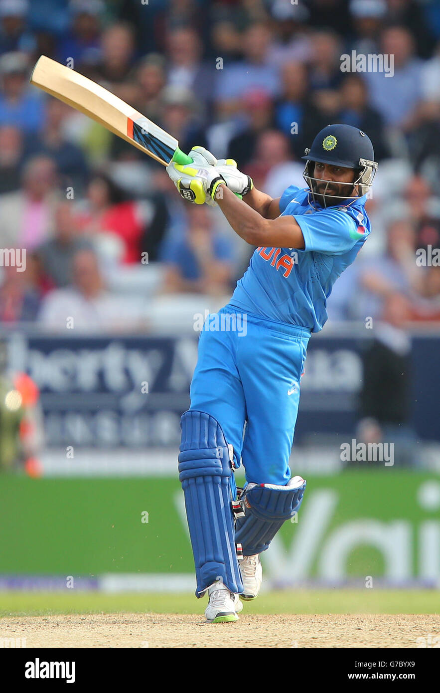 India's Ravindra Jadeja during the fifth ODI at Headingley Carnegie ...