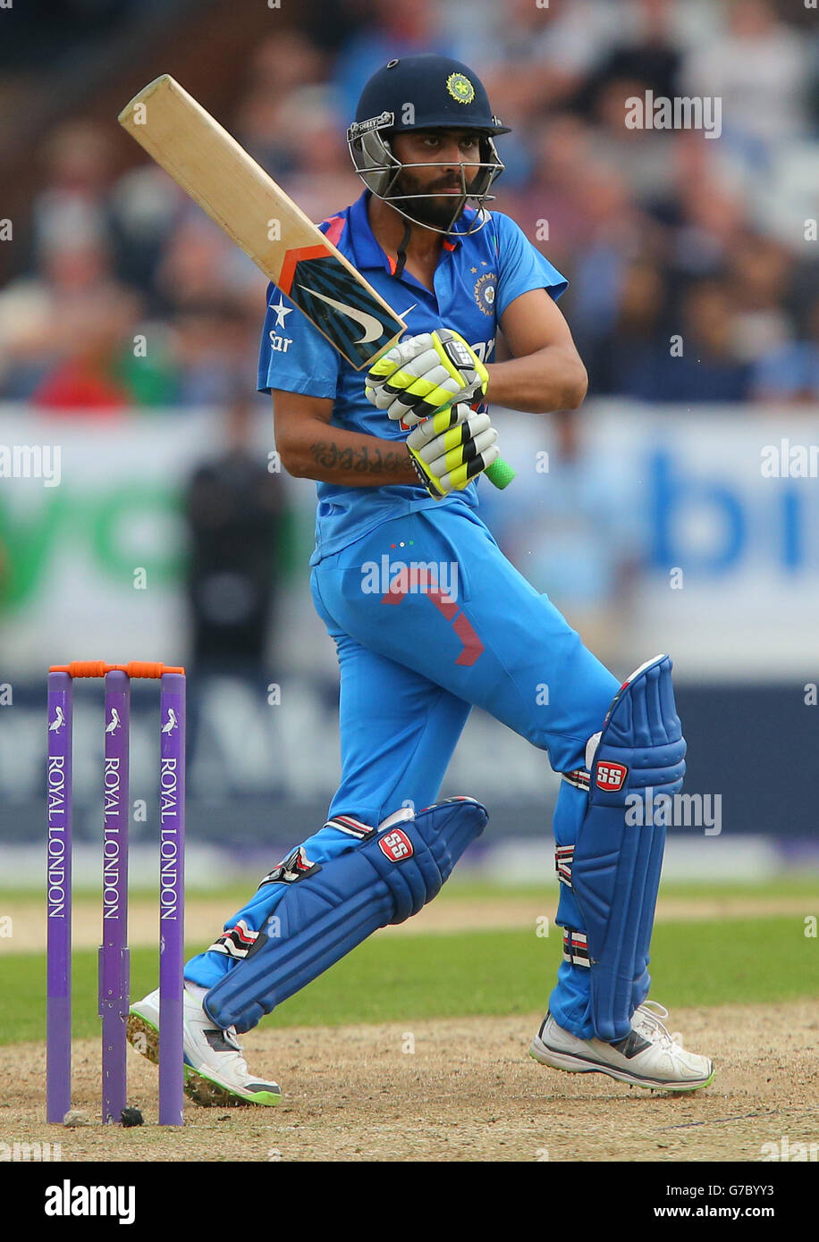 India's Ravindra Jadeja during the fifth ODI at Headingley Carnegie ...