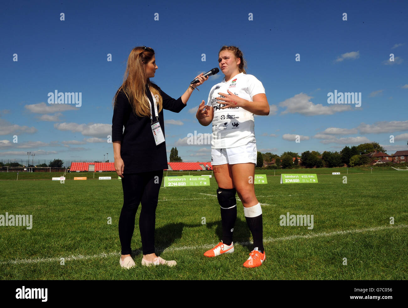 England London and South East's Sarah Bern is interviewed after winning ...