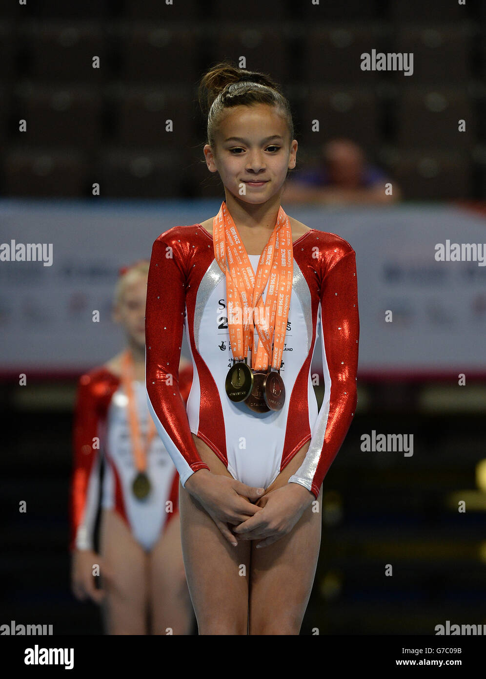 England's Georgia Mae Fenton with her gold medal after the Girls Floor ...
