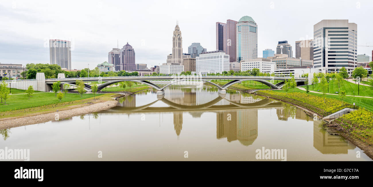 Columbus Ohio skyline with river reflection Stock Photo - Alamy