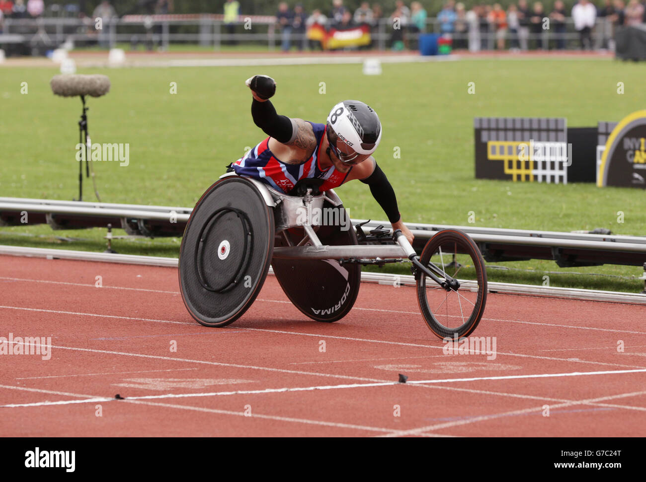 Competitor Joseph Townsend of Great Britain approaches the finish line ...