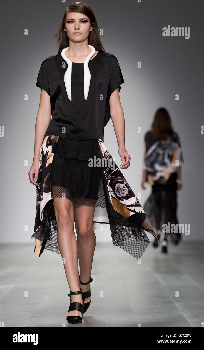 Jean-Pierre Braganza catwalk - London Fashion Week 2014. A model on the ...