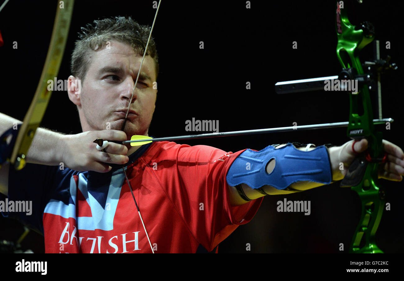 Great Britain's Declan O'Halloran competes during the Archery Novice ...