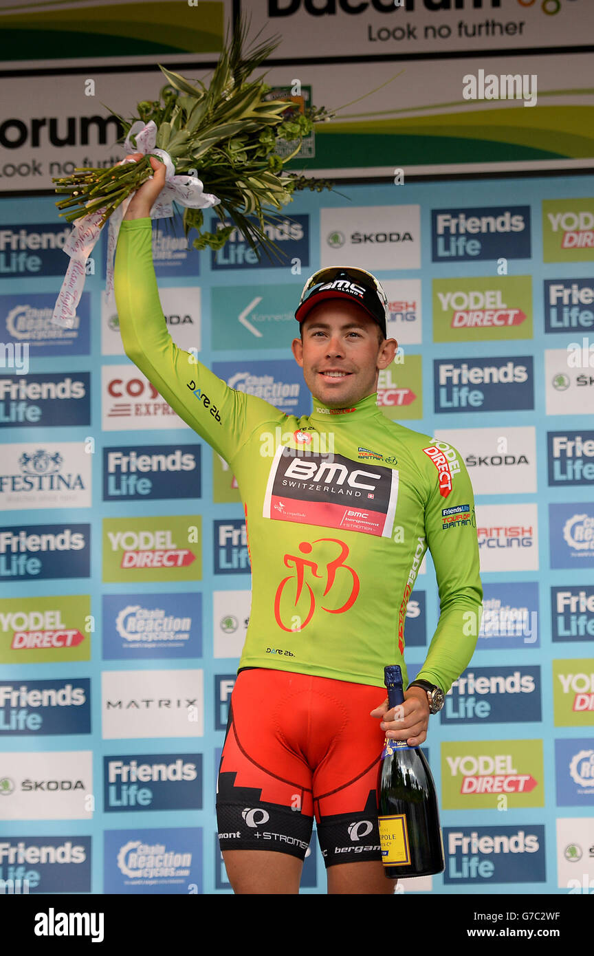 BMC Racing's Sebastian Lander celebrates receiving the Yodel Direct ...