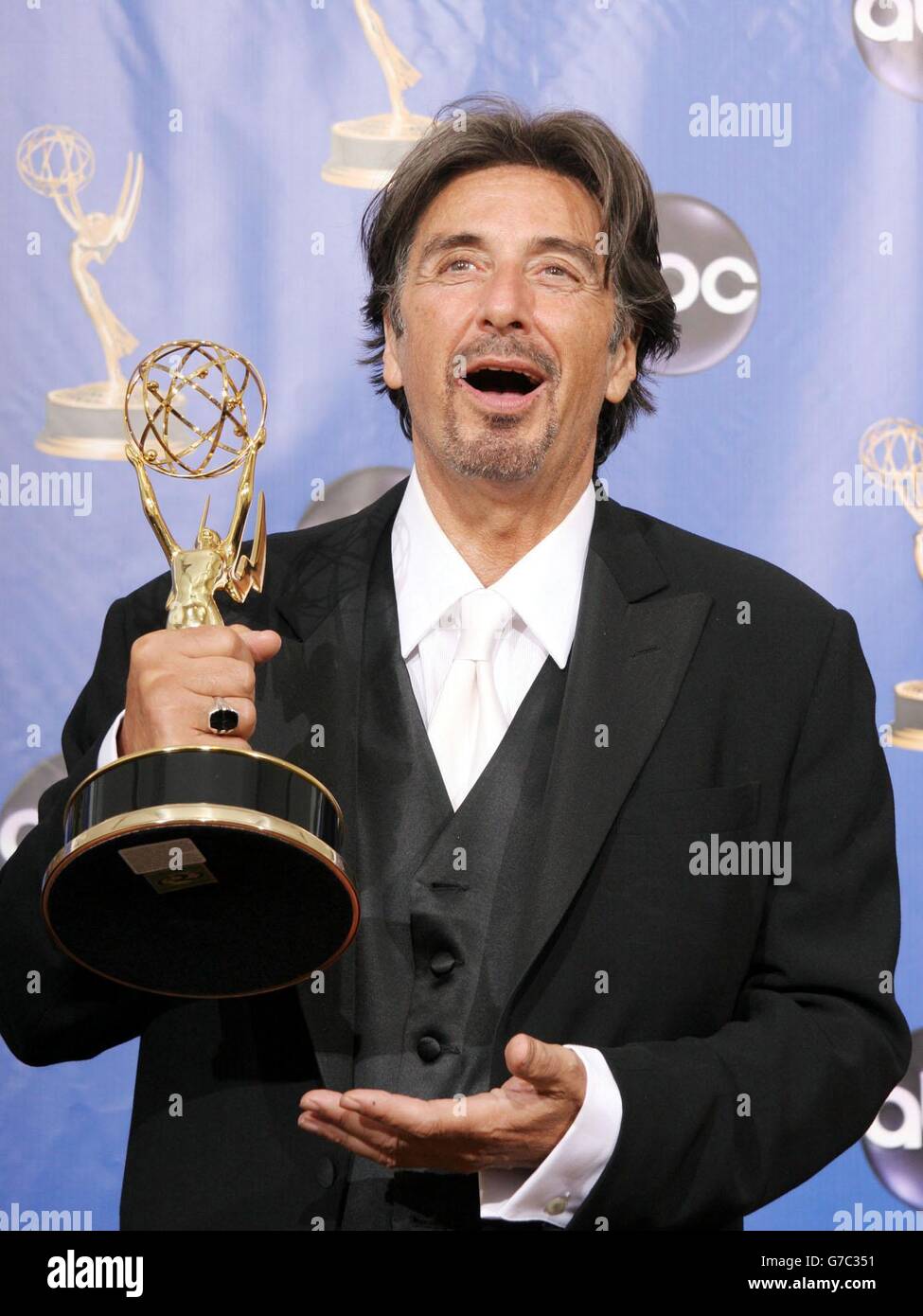 Actor Al Pacino with his award for Best Lead Actor in a mini-series or ...