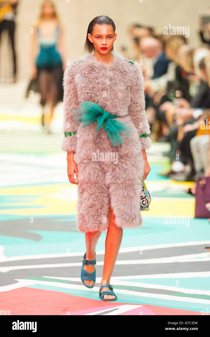 A model on the catwalk for the Burberry Prorsum womenswear catwalk show ...