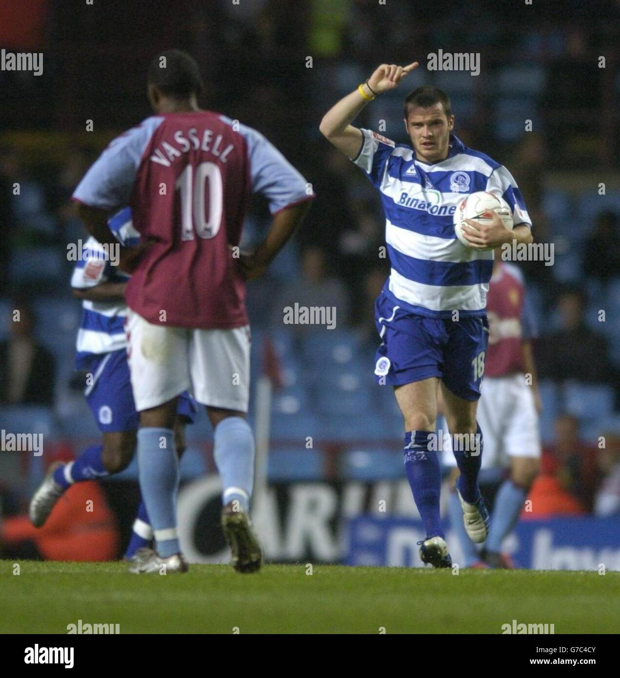 QPR's Kevin McLeod [ right] celebrates after scoring against Villa ...