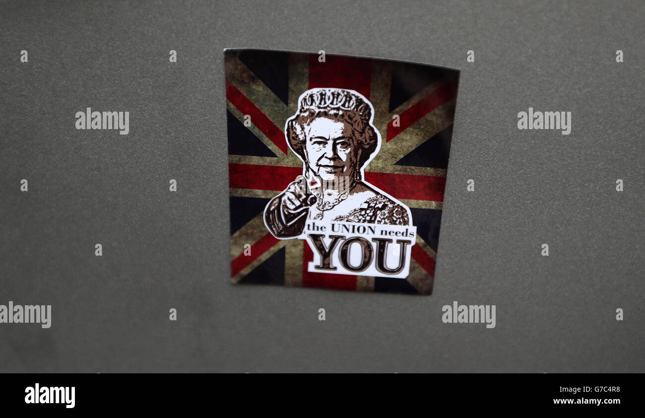 Sticker in support of the no campaign in glasgow hi-res stock ...