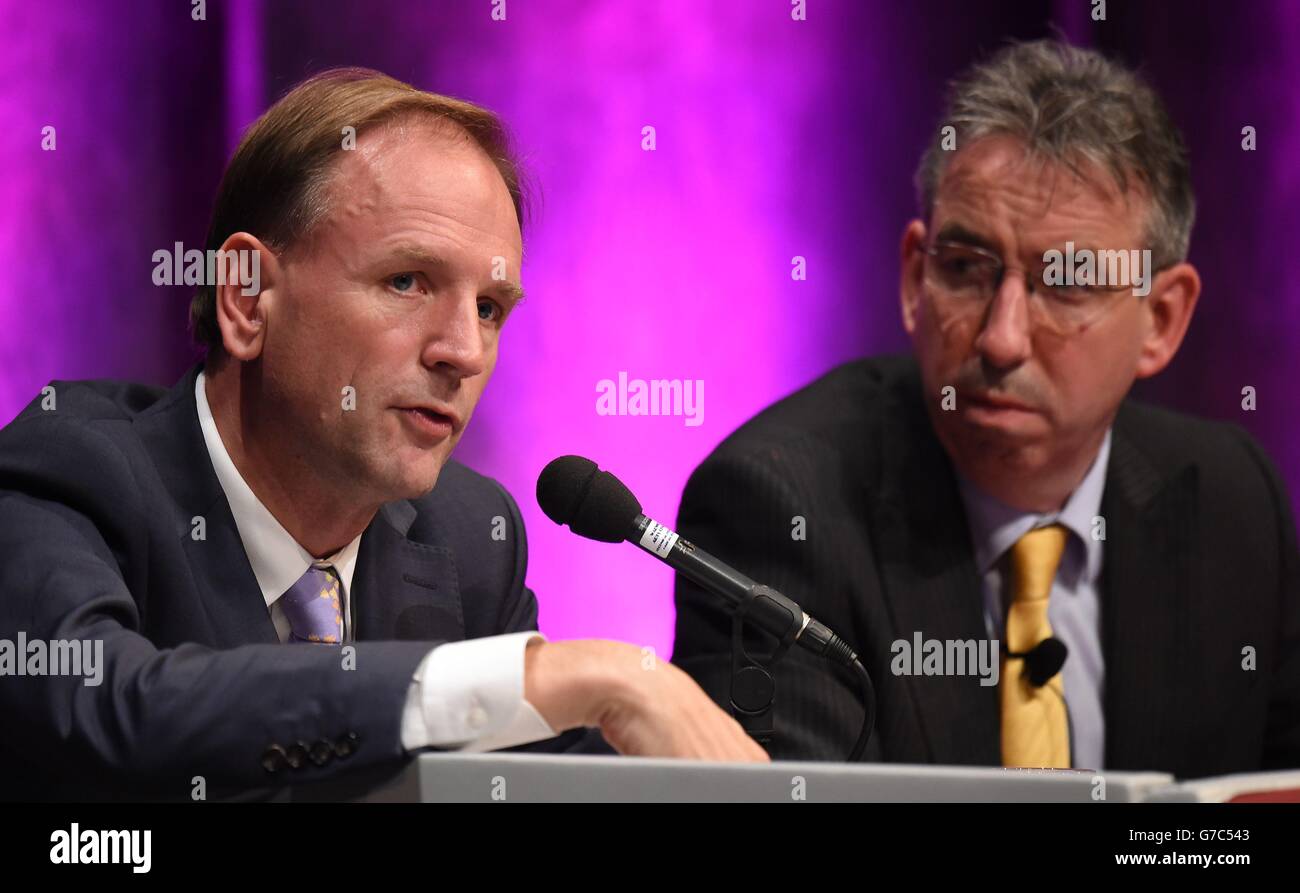 Simon Stevens (left), Chief Executive of NHS England addresses ...