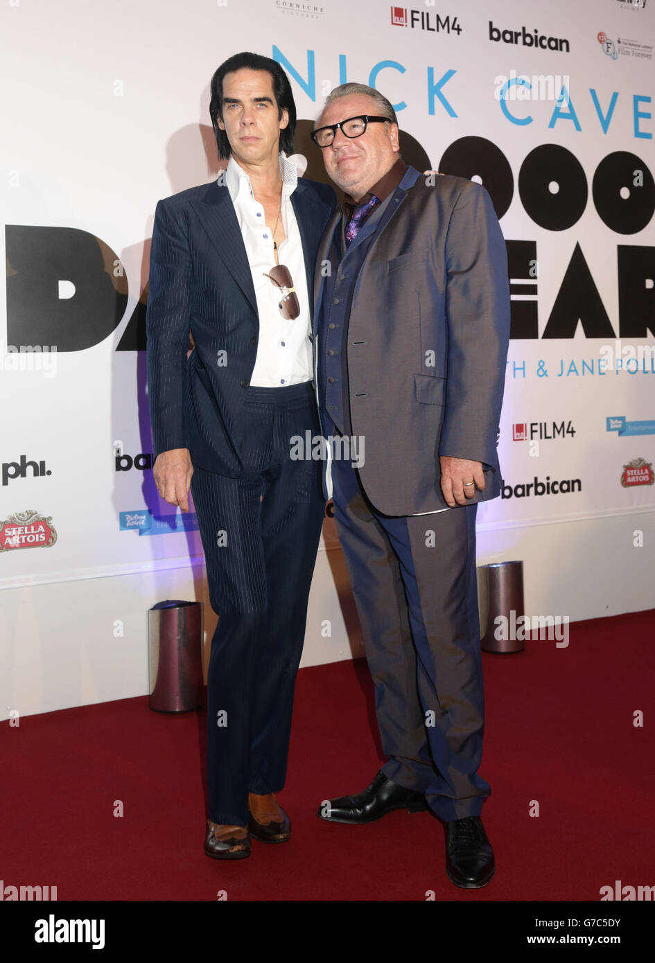 Nick Cave (left) and Ray Winstone arriving for the gala screening of ...