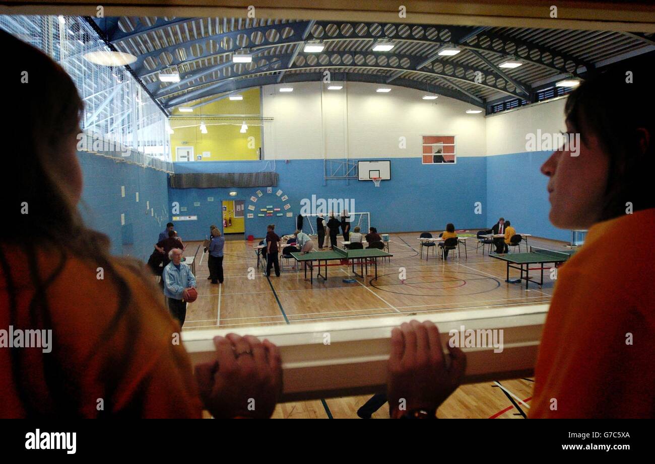 Dunblane Centre opening. Children viewing the new sports hall at the ...