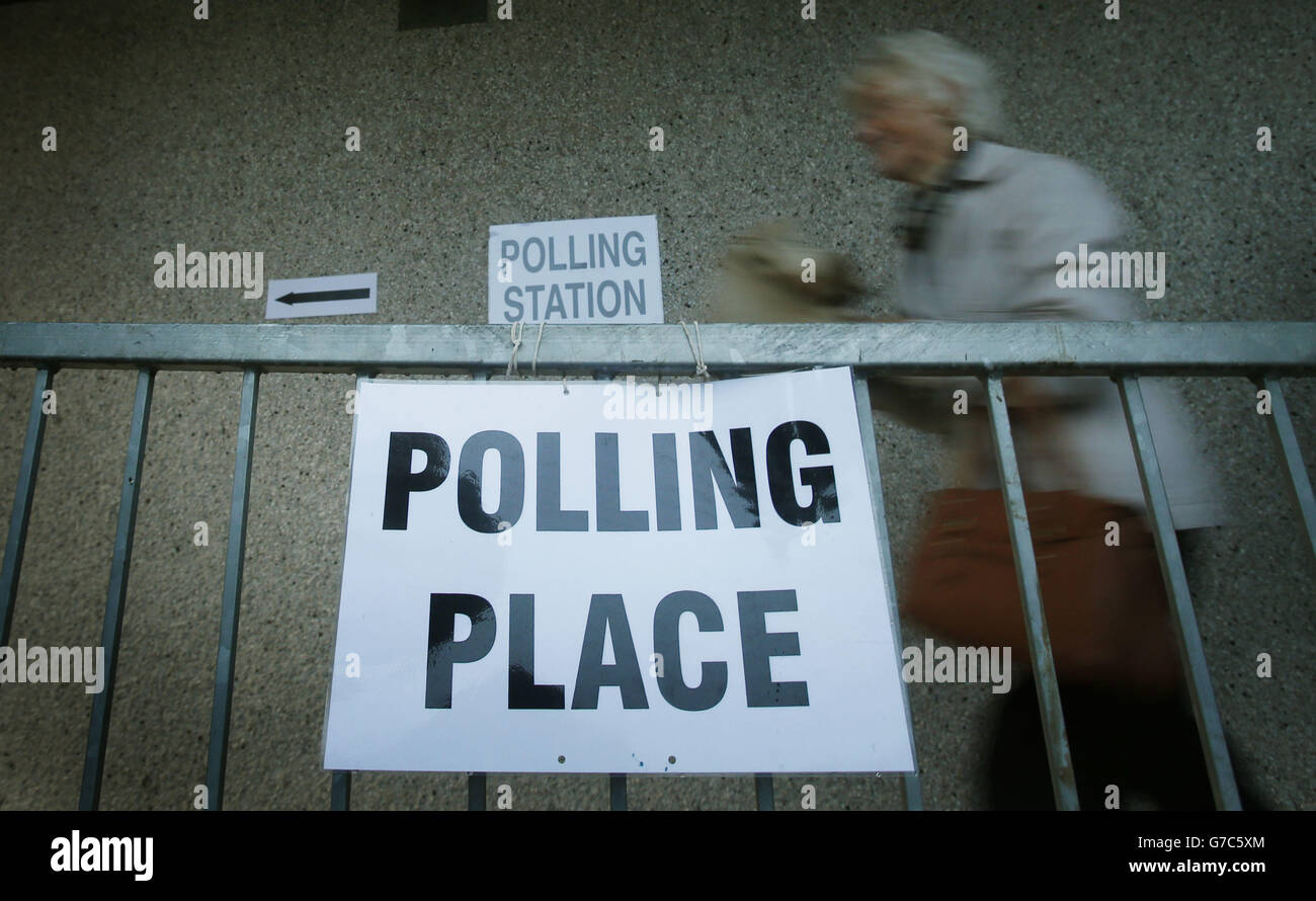 A voter arrives at Ritchie Hall polling station in Strichen, as ...