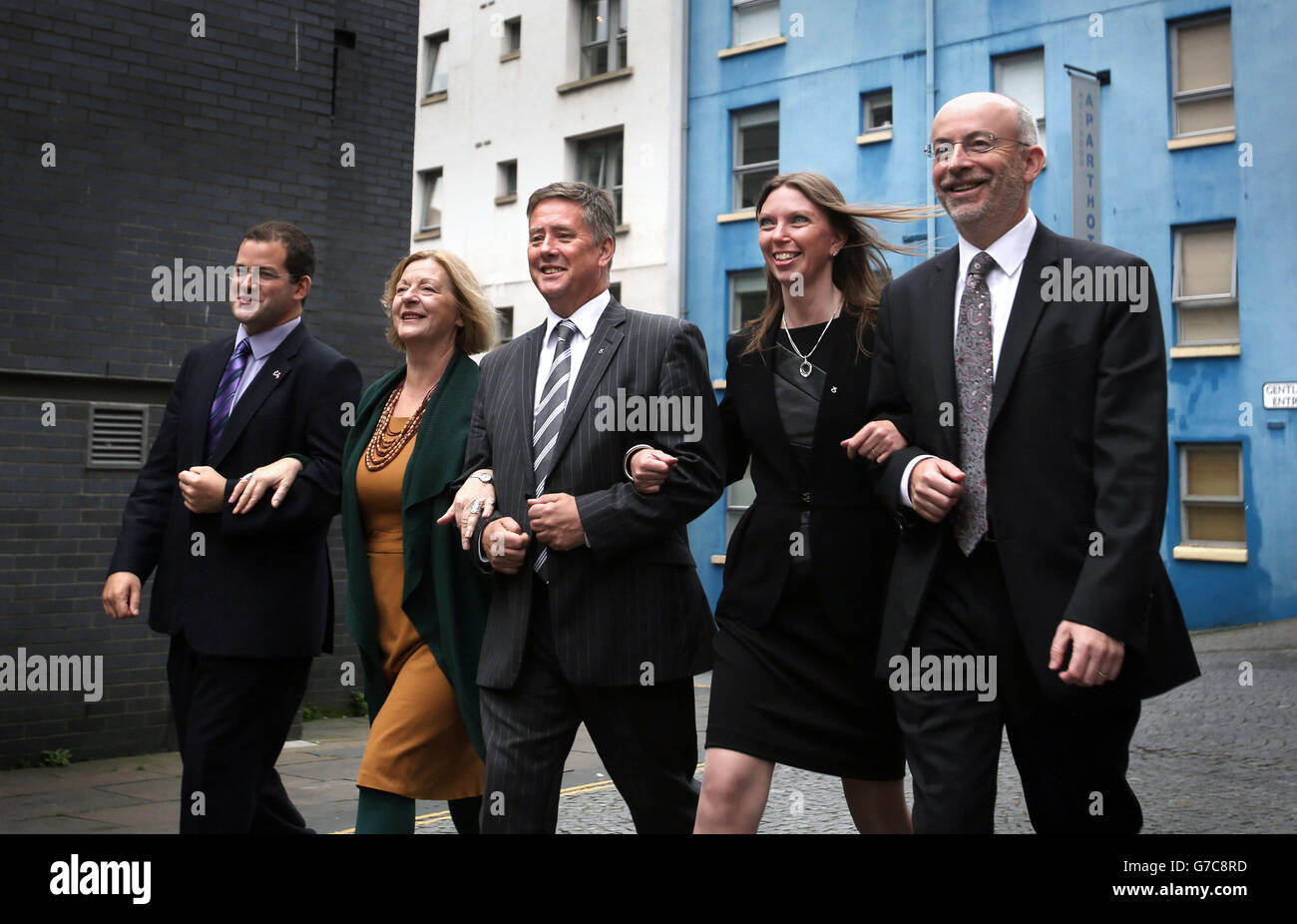 Keith Brown MSP (centre) with party members (left to right) Mark ...