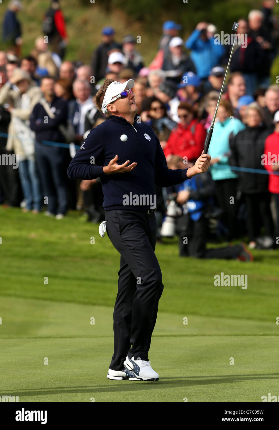 Europe's Ian Poulter during a practice session at Gleneagles Golf ...