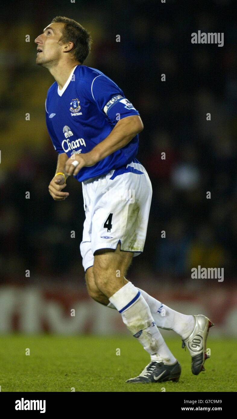 Everton captain Alan Stubbs in action during the Carling Cup Round Two ...