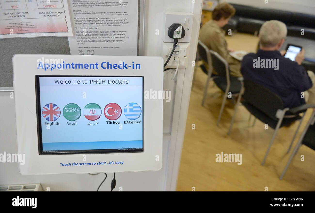 A self check-in machine in the waiting room at the Temple Fortune ...