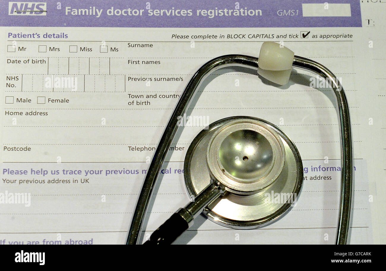 A registration form and a stethoscope at the Temple Fortune Health ...