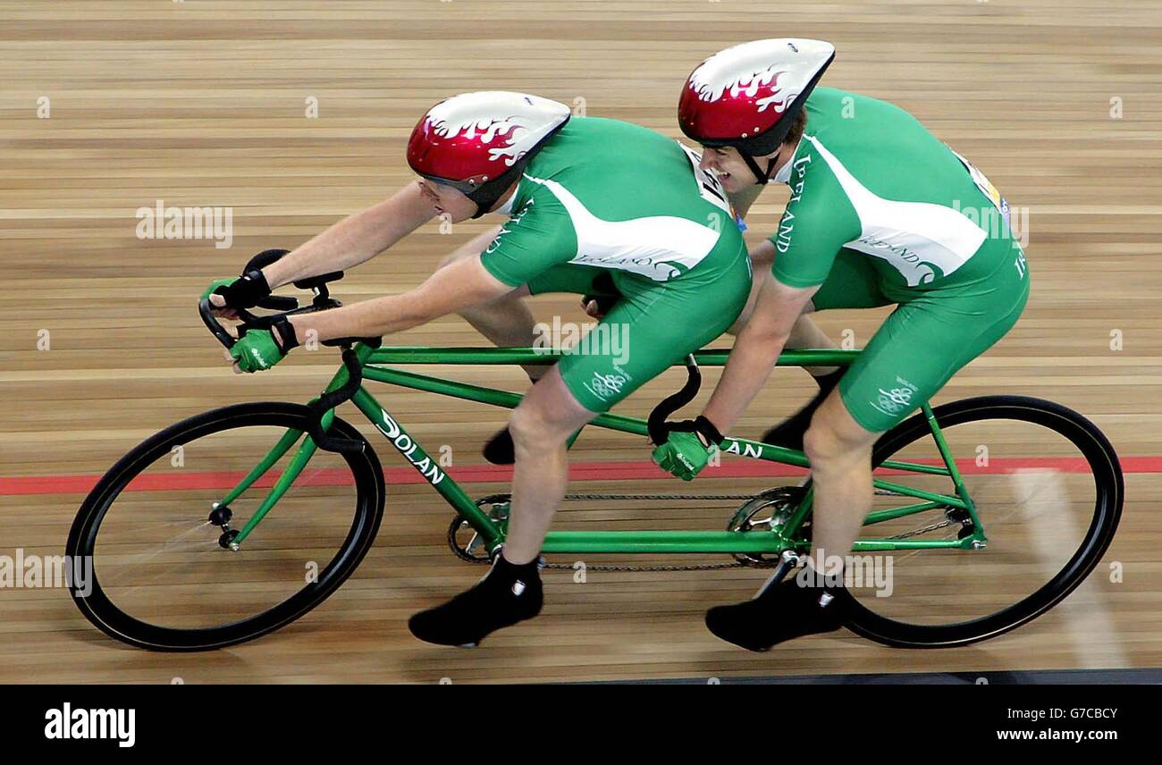 Ireland's Mark Kehoe (back) with his guide Ian Mahon during the Track ...
