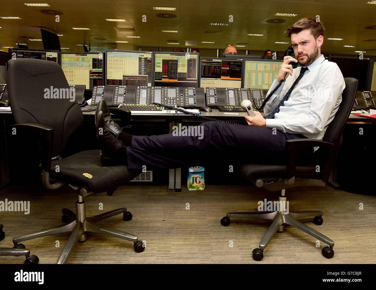 BGC Partners Charity Day - London. Jack Whitehall on the trading floor ...