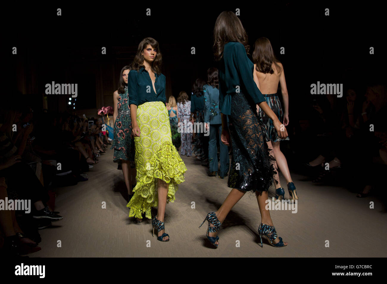 Models on the catwalk during the Matthew Williamson catwalk show at ...