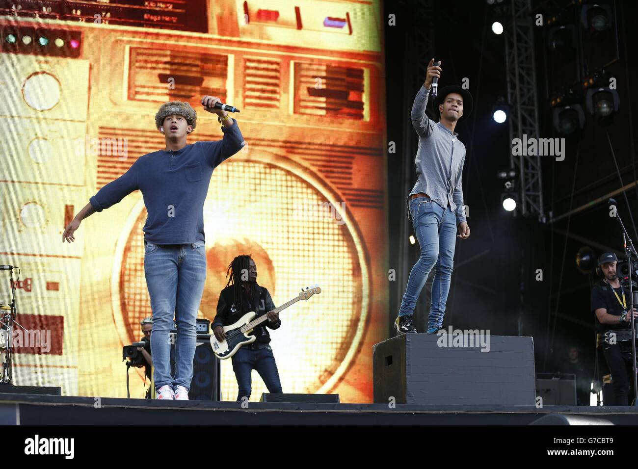 Rizzle Kicks perform on stage during the closing ceremony for the ...